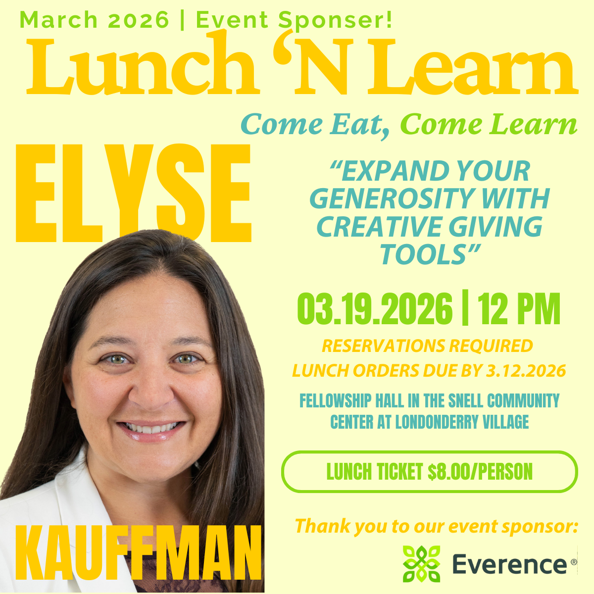 Lunch N Learn – March 19th, 2026 | Expand your Generosity With Creative ...